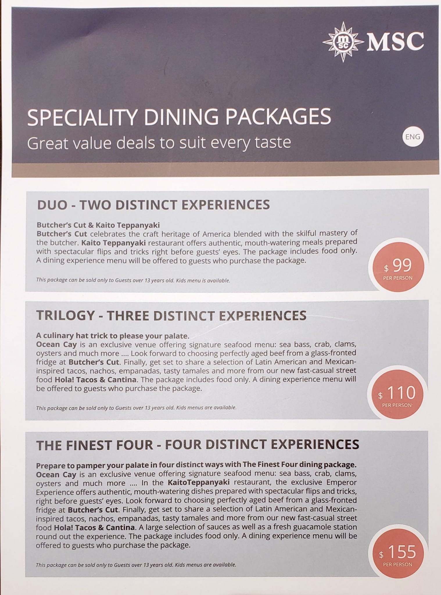 MSC Seascape Dining Packages & Specialty Restaurants: Don't Buy Into It. Spending More Doesn't ...